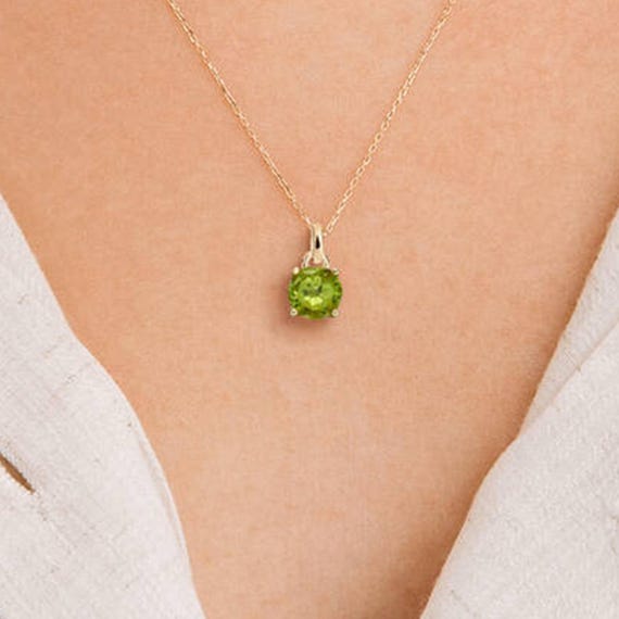 Personalised Solid 9ct Yellow Gold August Peridot Birthstone Necklace Etsy Israel