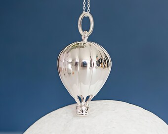 Hot Air Balloon Necklace, Multicolored Balloon Pendant, Sterling Silver ...