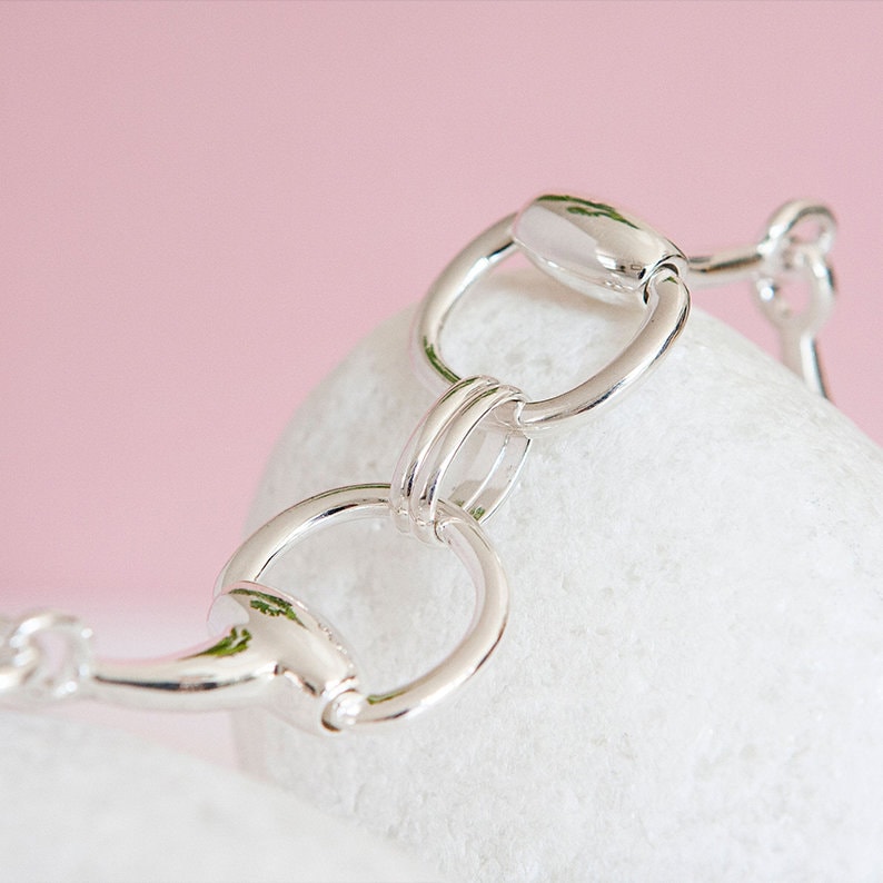 Heavy Sterling Silver Snaffle Bit Bracelet with Personalised ...