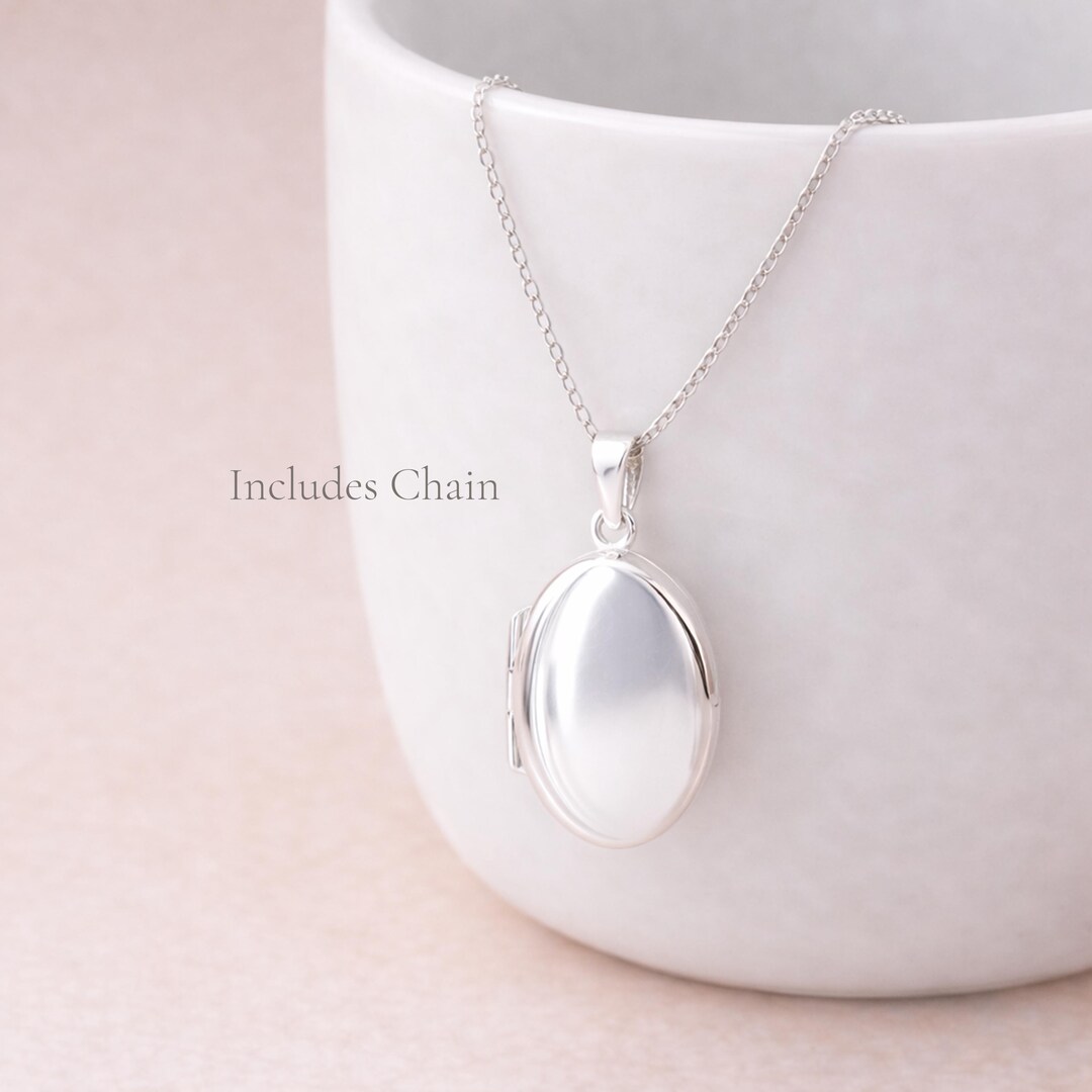 Personalised Sterling Silver Classic Oval Locket Necklace With Photos ...
