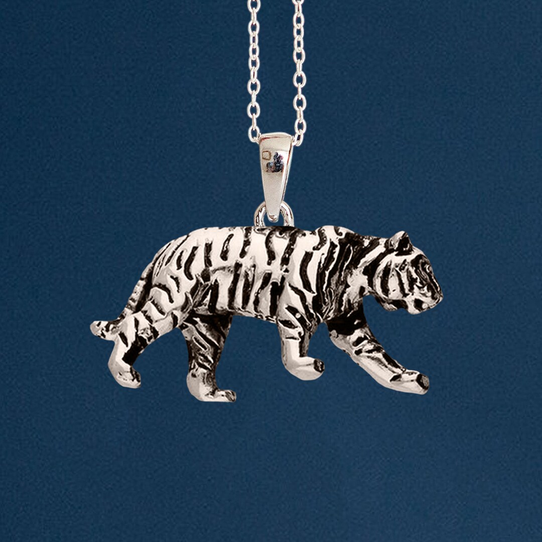 Sterling Silver Tiger Necklace - Etsy
