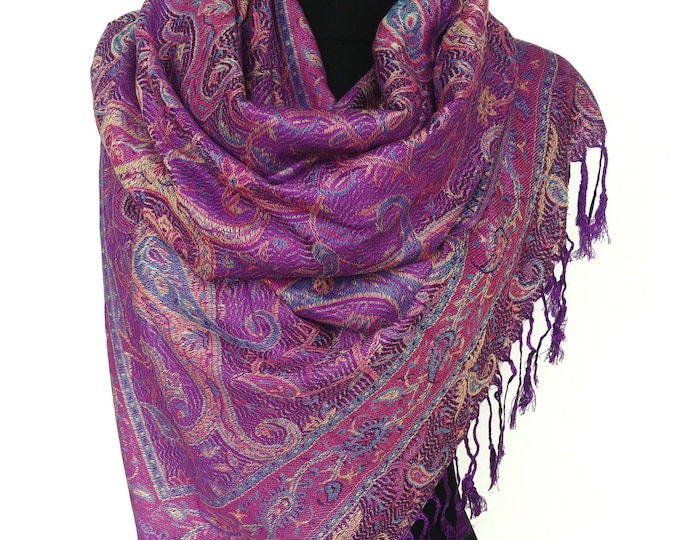 Paisley Purple Pashmina Scarf Purple Scarf Purple Wrap Shawl Purple ...