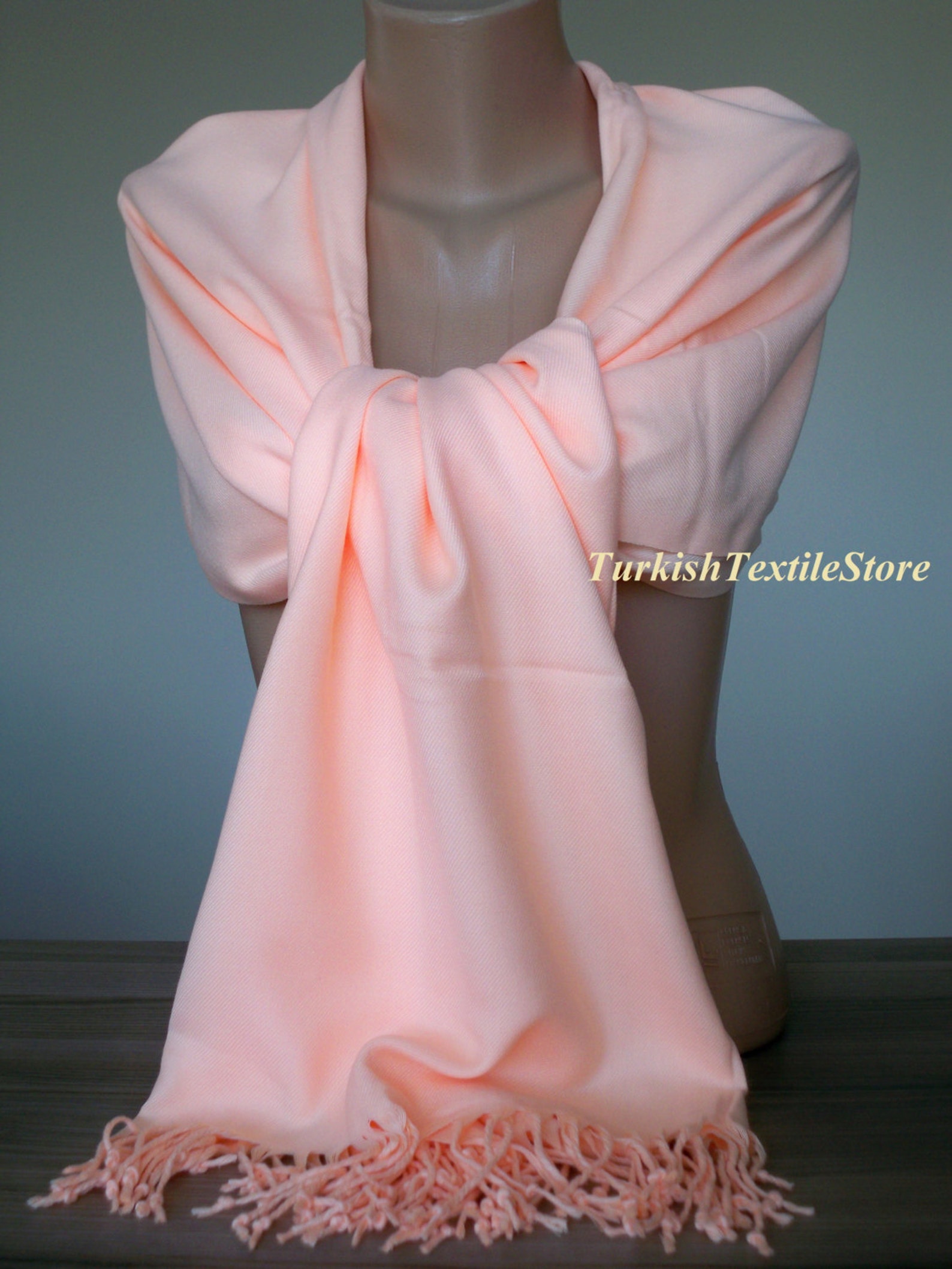 Peach Pashmina Shawl Peach Scarf Peach Wrap Shawl Pastel Pashmina Scarf ...