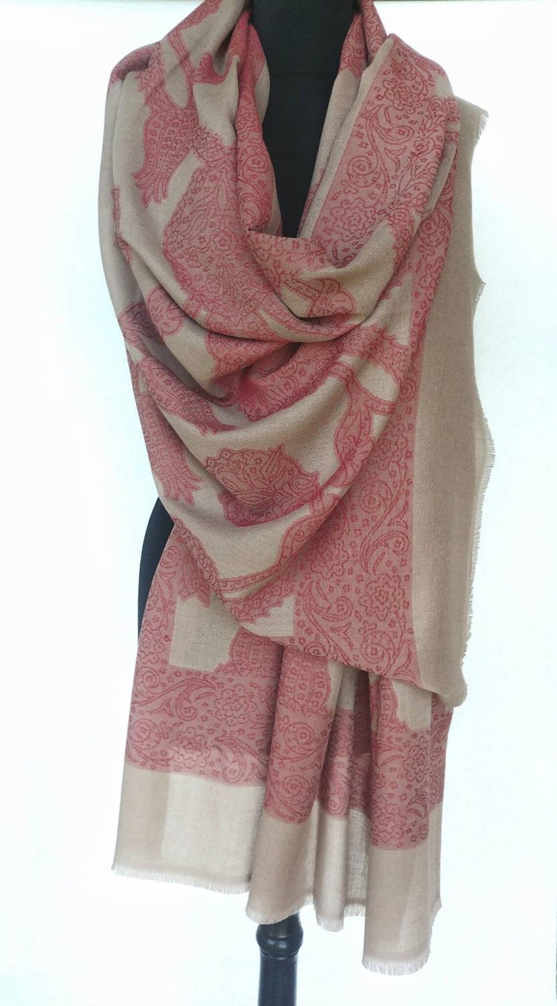 Turkish Tulips Viscose Shawl, Lightweight Silver Grey Floral Scarf ...