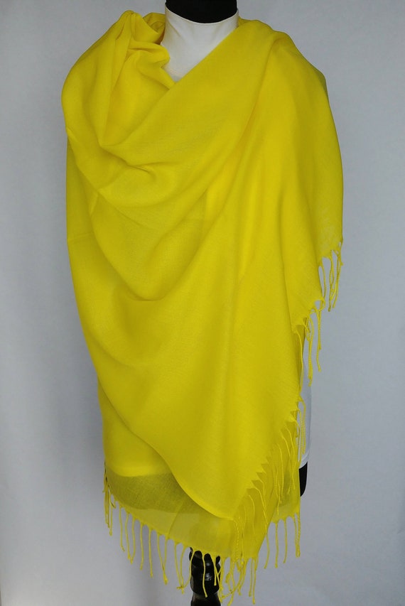 Bright Yellow Pashmina Shawl Yellow Wedding Pashmina Scarf | Etsy UK