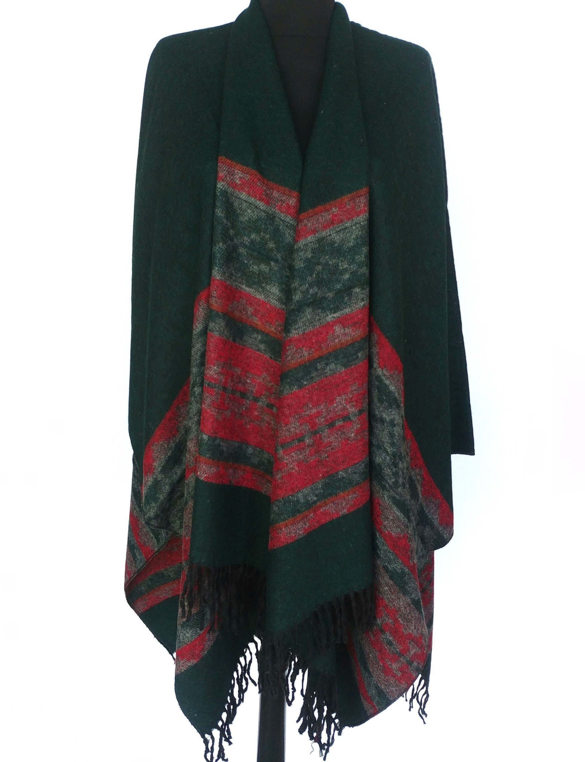 Dark Green Poncho Reversible Green Plus Size Wrap Green - Etsy