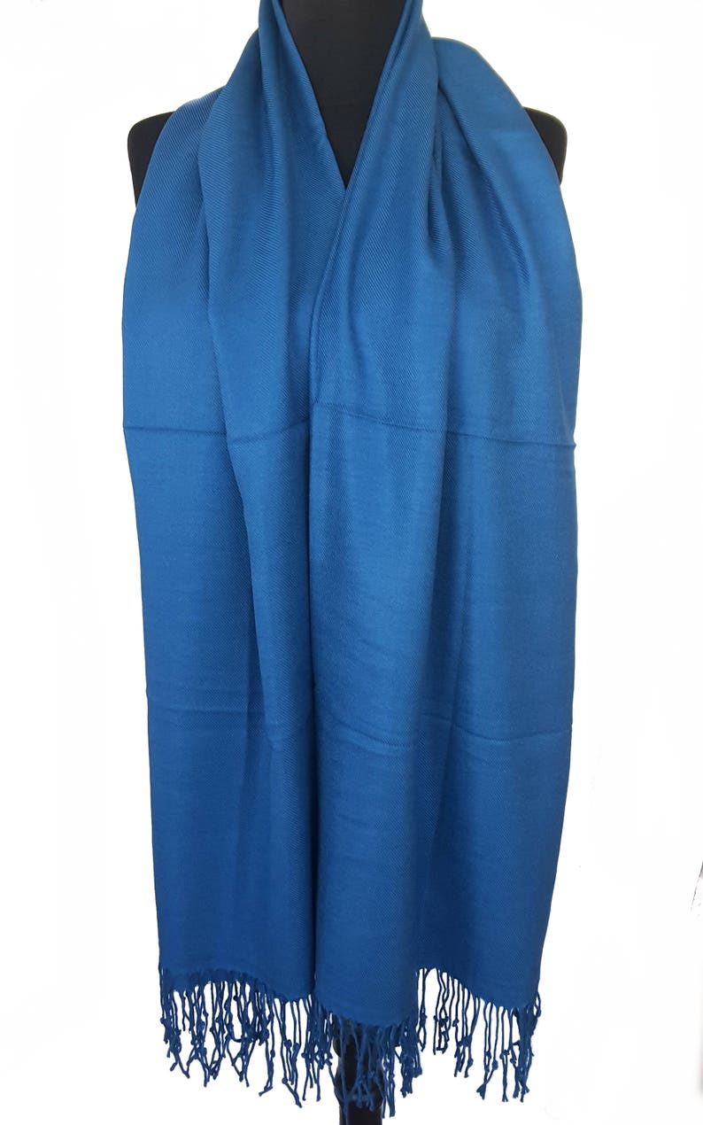 Blue Pashmina Scarf Blue Shawl Blue Wrap Sea Blue Scarf Bridesmaids ...