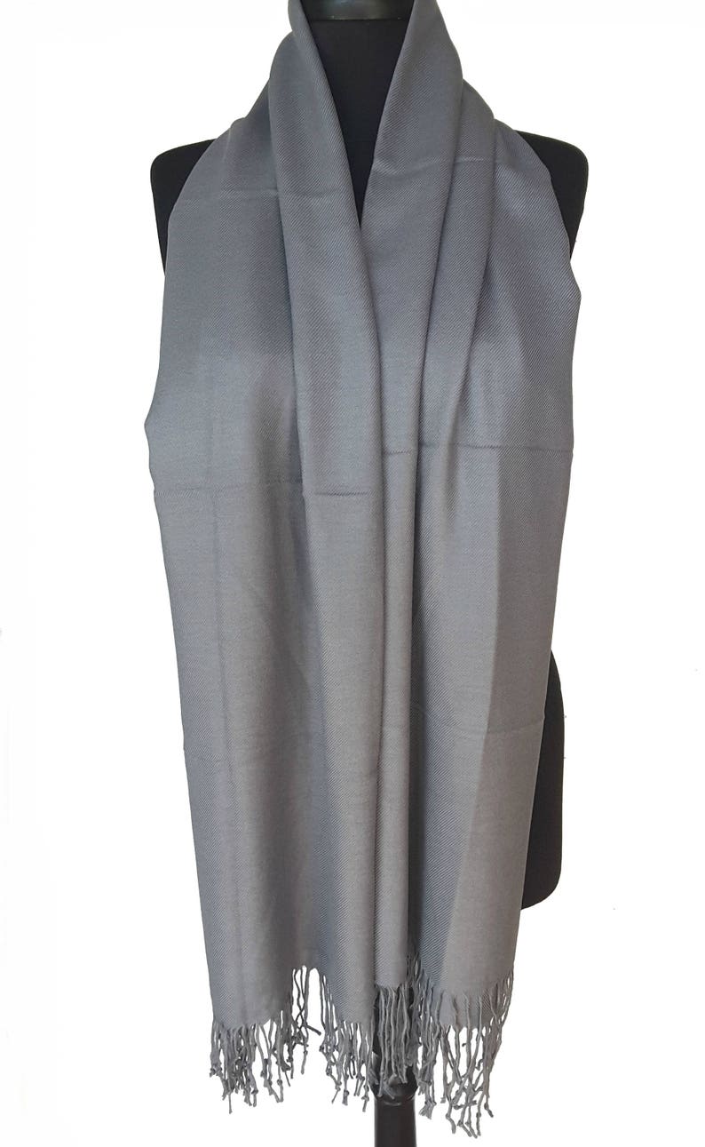 Steel Gray Pashmina Silver Scarf Gray Shawl Gray Wrap Gray - Etsy
