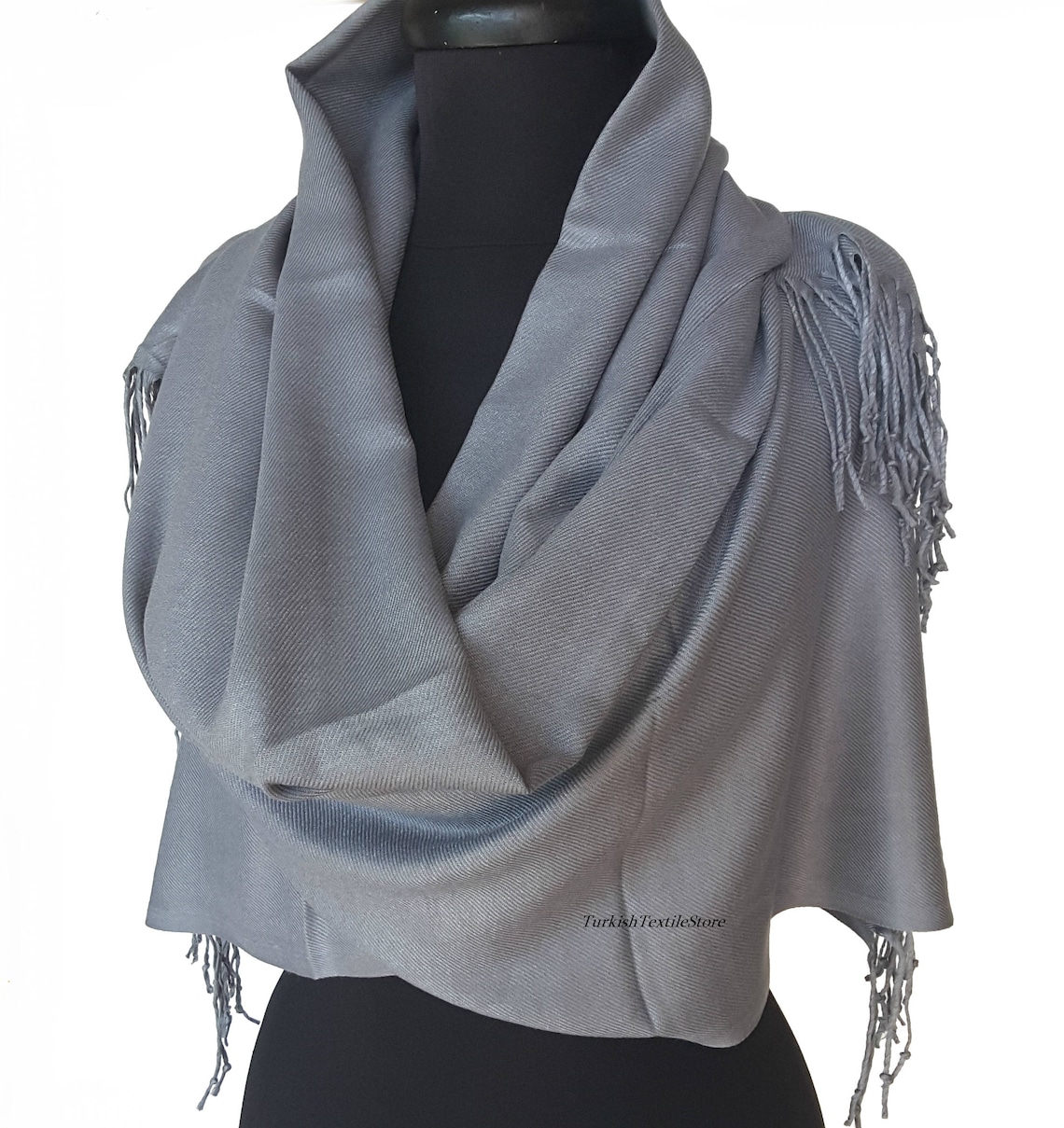 Steel Gray Pashmina Silver Scarf Gray Shawl Gray Wrap Gray Scarf ...