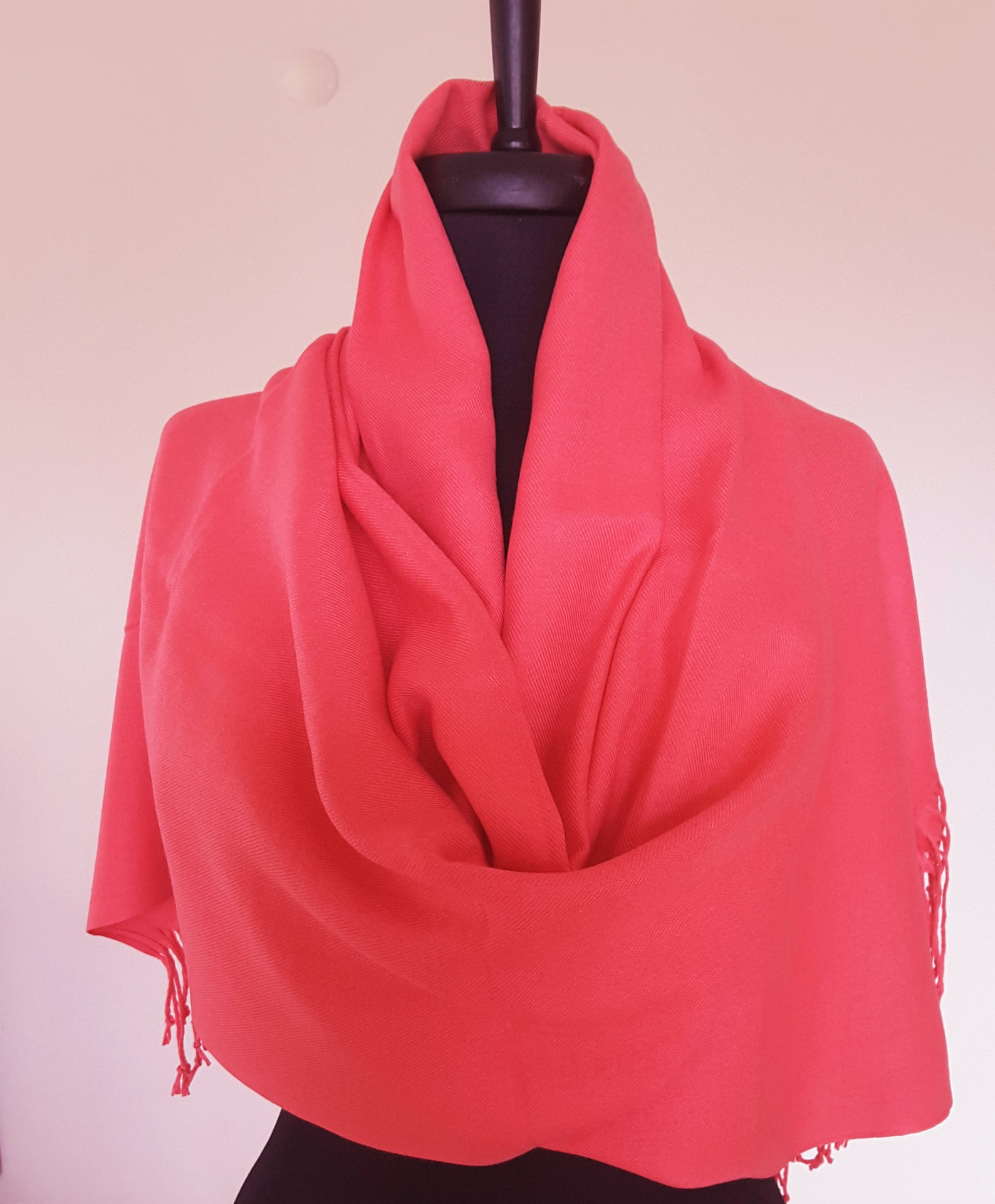 Coral Pink Pashmina Scarf Coral Shawl Coral Wrap Coral - Etsy
