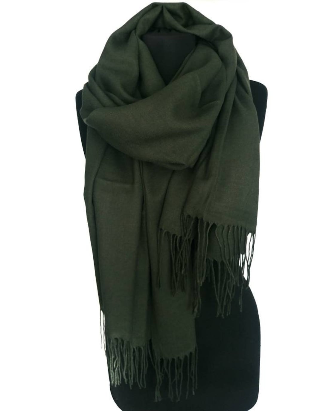 Deep Army Green Scarf Pashmina Shawl Green Wrap Forest Green Scarf ...