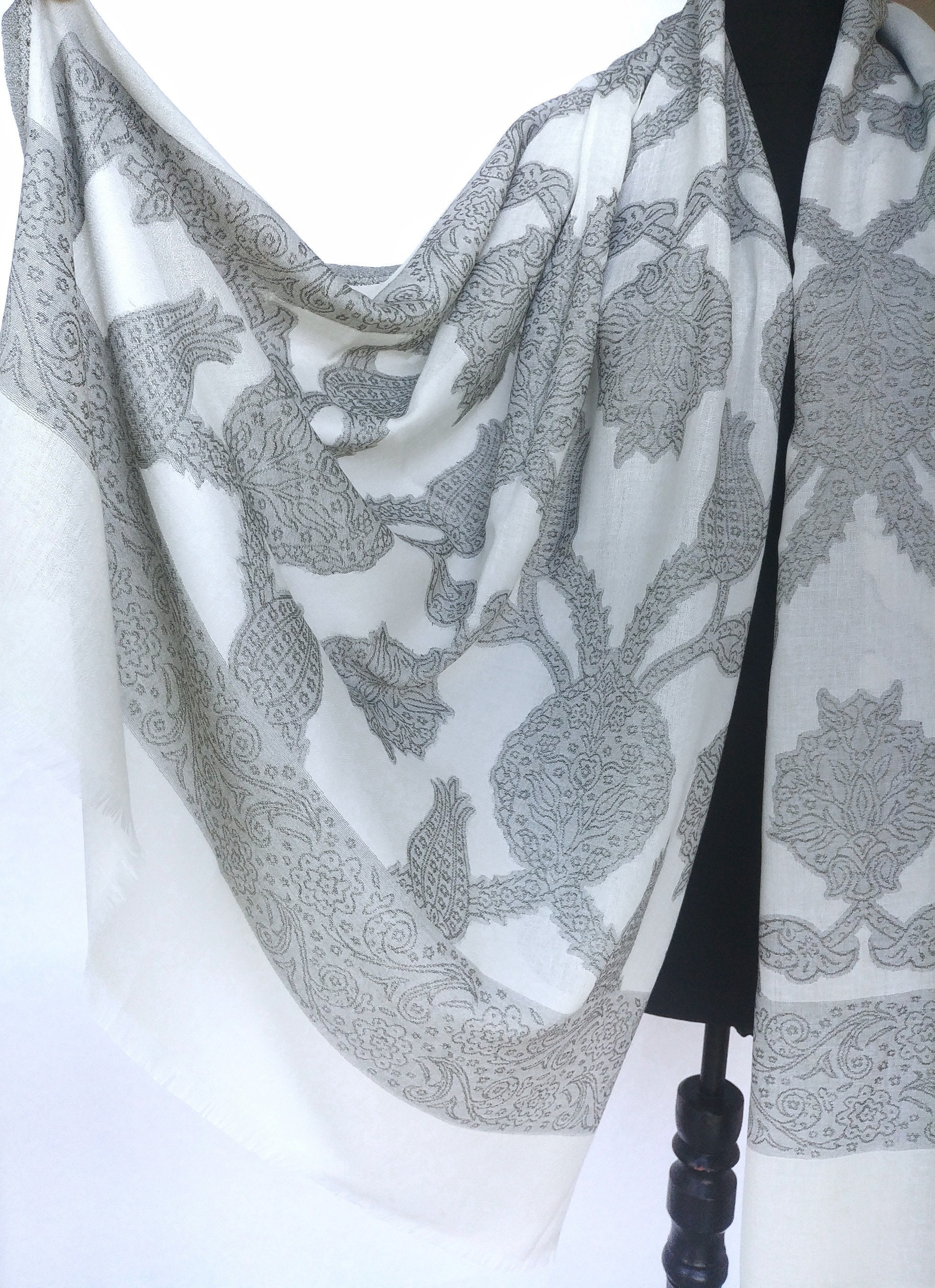 Turkish Tulip Shawl Grey Turkish Tulip Pashmina Scarf Boho Oversized ...