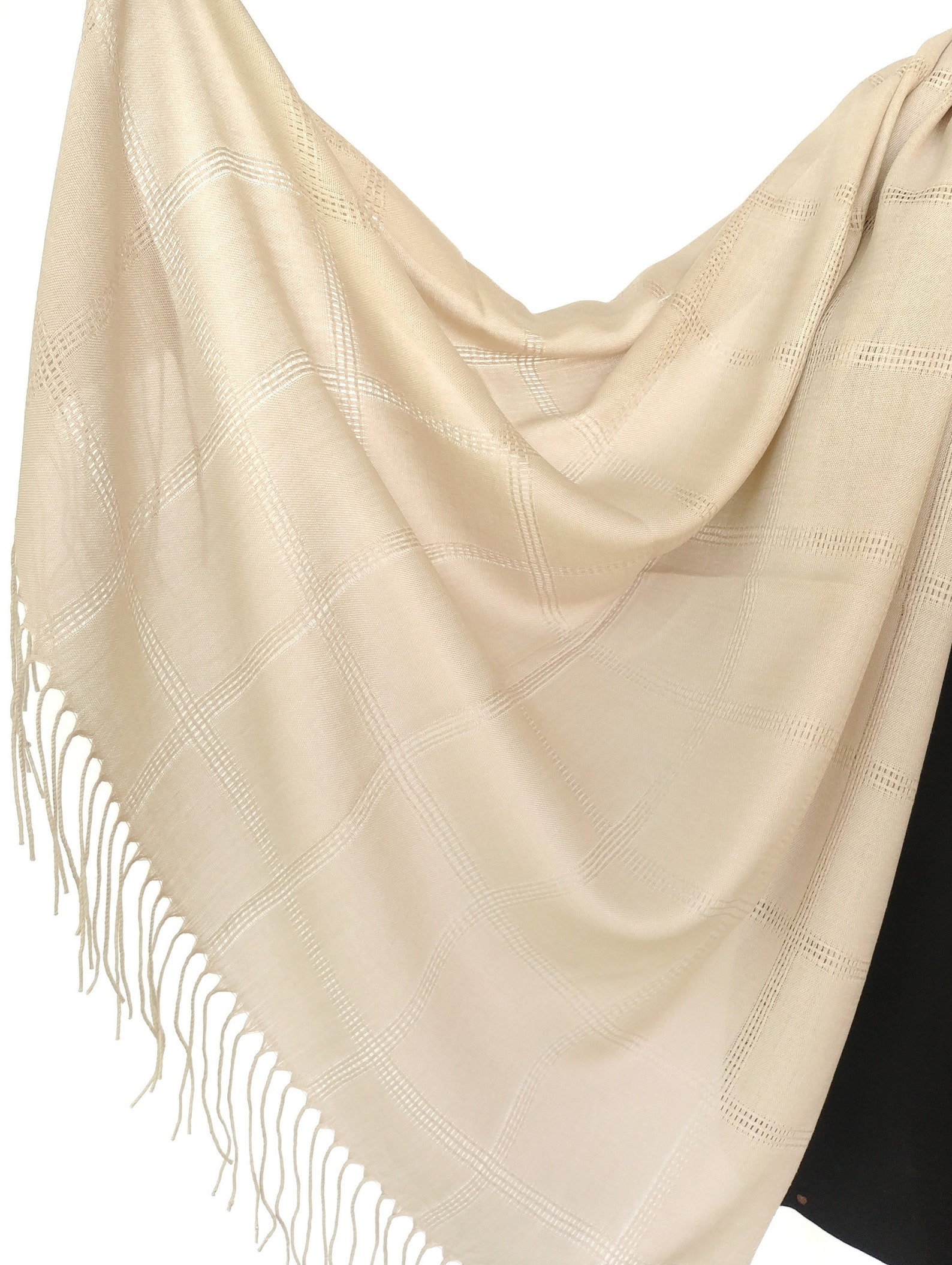 Chal de boda beige Chal nupcial beige Bufanda de algodón beige ...