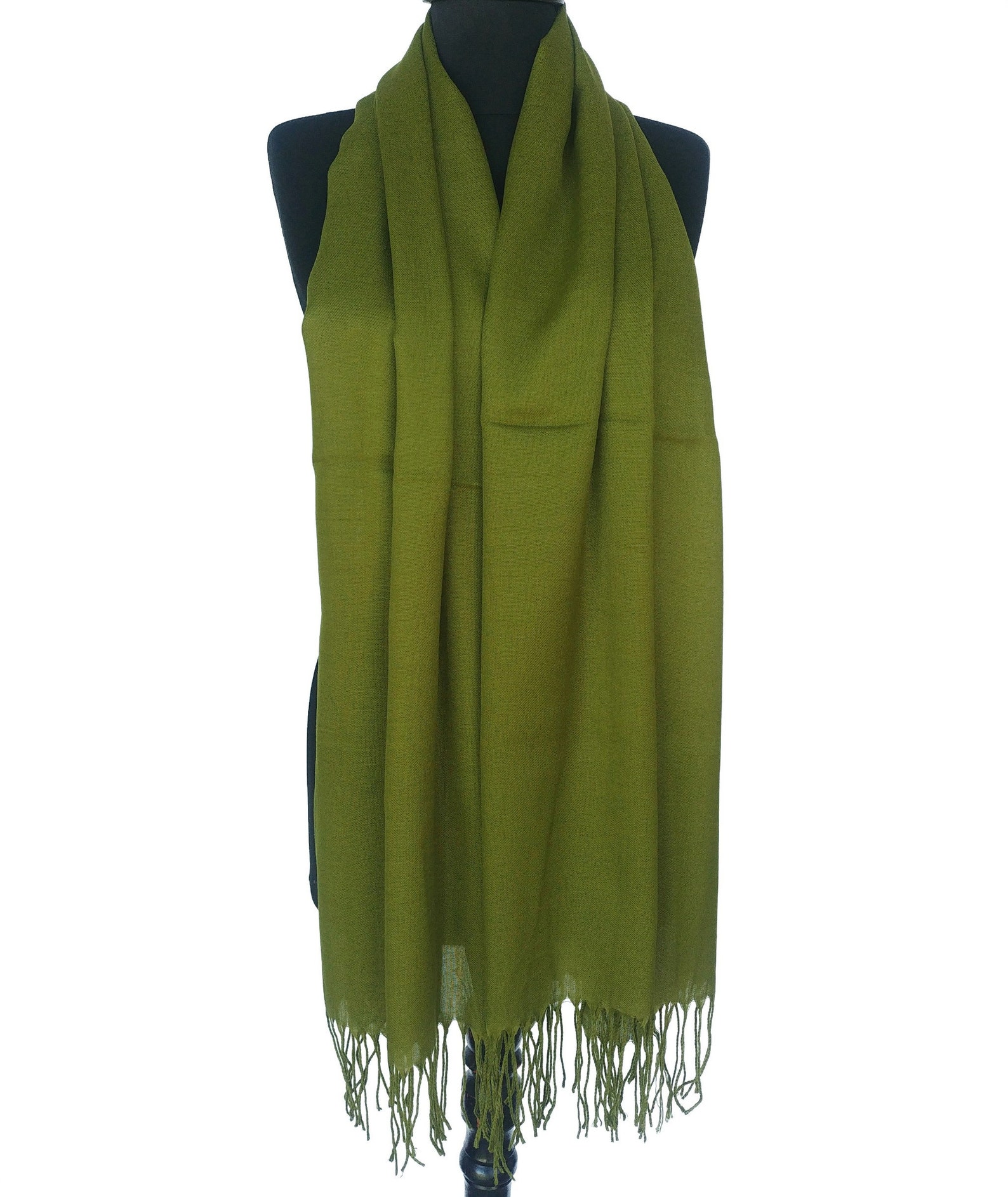 Olive Green Wedding Pashmina Shawl Olive Green Bridesmaid Pashmina ...