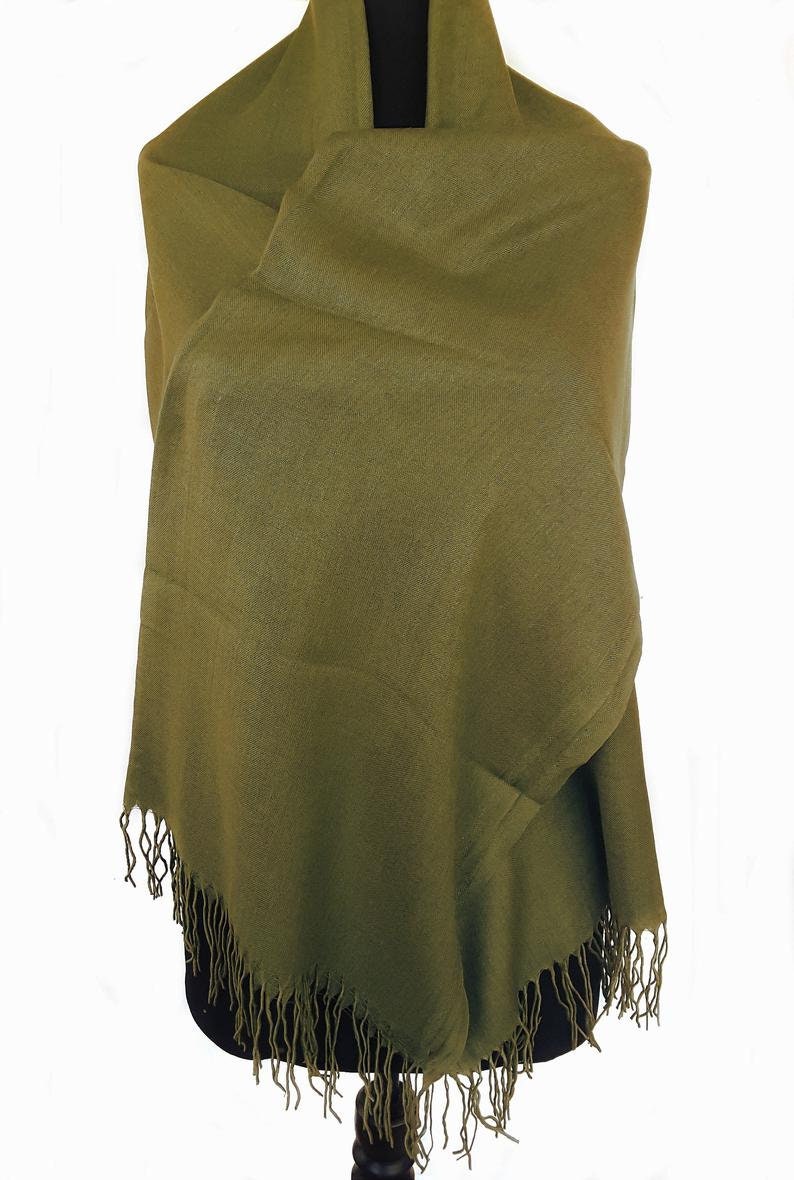 Olive Green Wedding Pashmina Shawl Olive Green Bridesmaid Pashmina ...