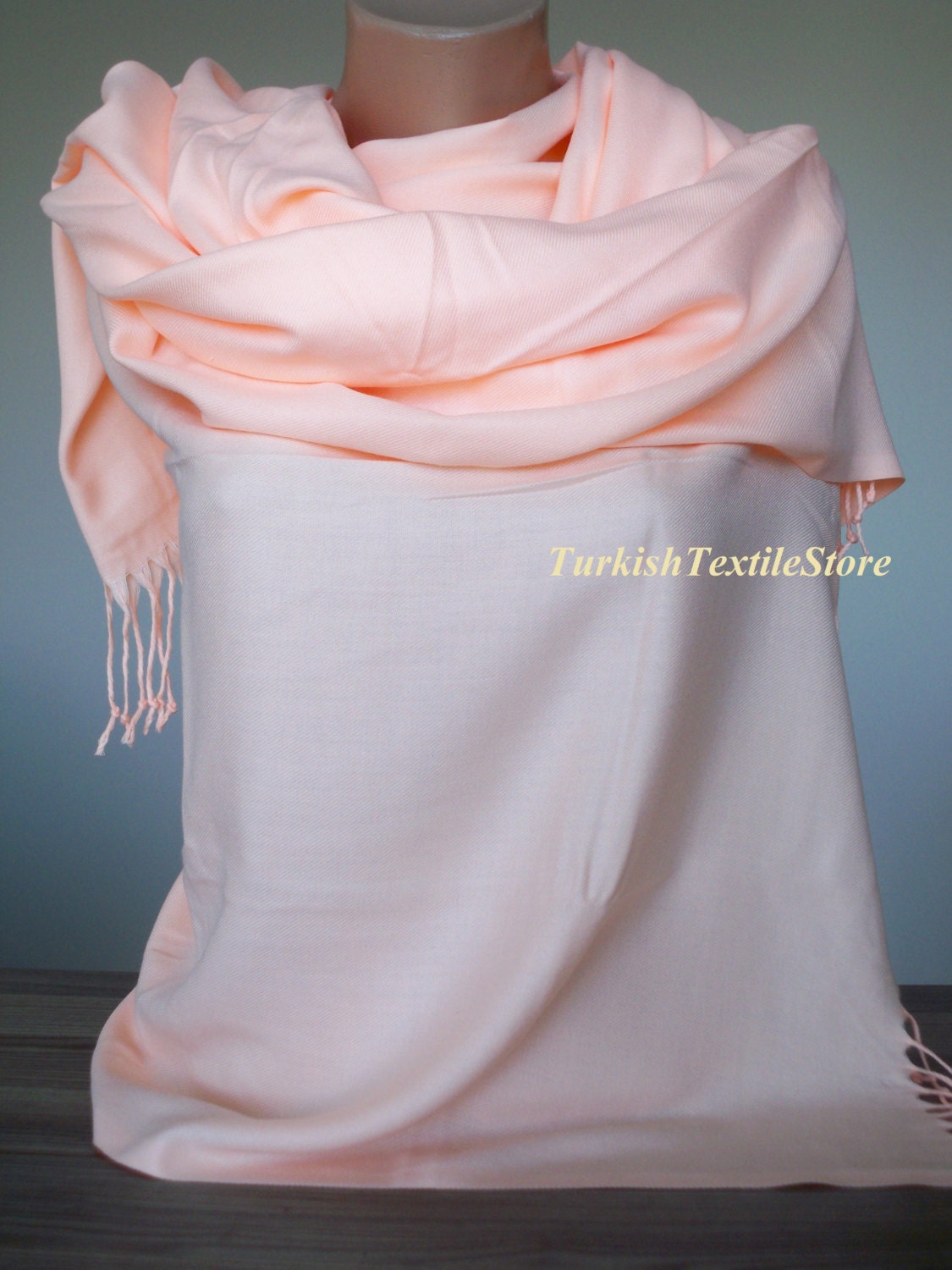 Peach Pashmina Shawl Peach Scarf Peach Wrap Shawl Pastel Pashmina Scarf ...