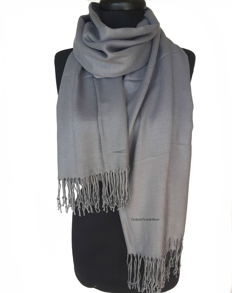 Steel Gray Pashmina Silver Scarf Gray Shawl Gray Wrap Gray - Etsy