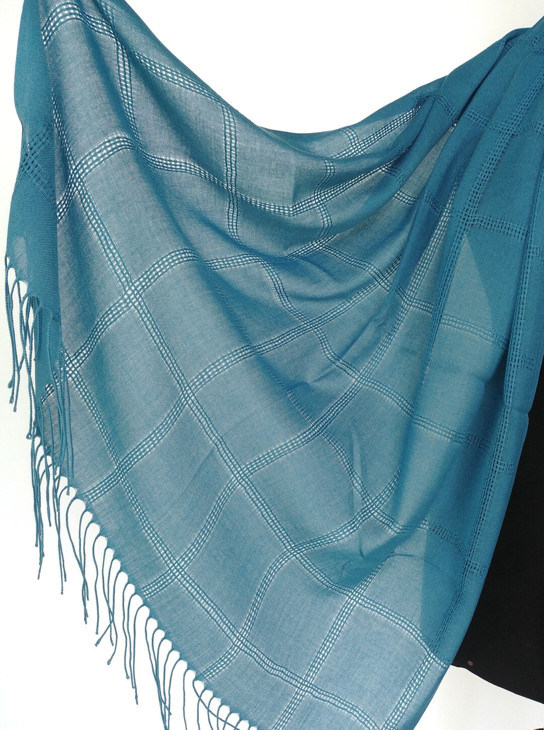Teal Blue Wedding Shawl Teal Blue Bridal Shawl Teal Cotton Scarf ...