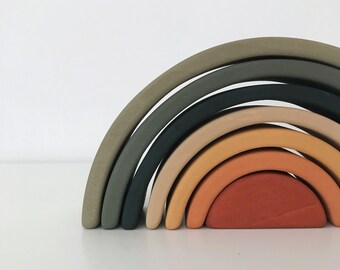 Wooden Rainbow Mini Arch Stacking Toy Flower Meadow | Etsy