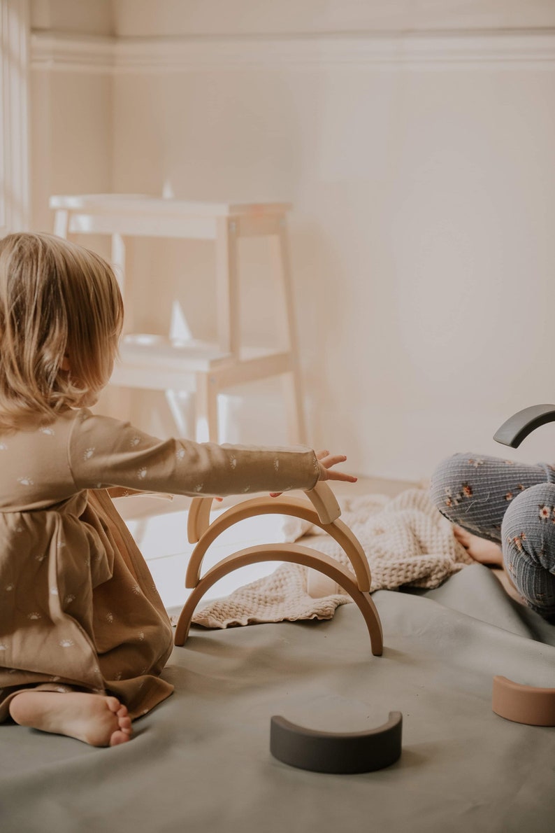 Wooden rainbow toy arch stacker from wood gift for child | Etsy