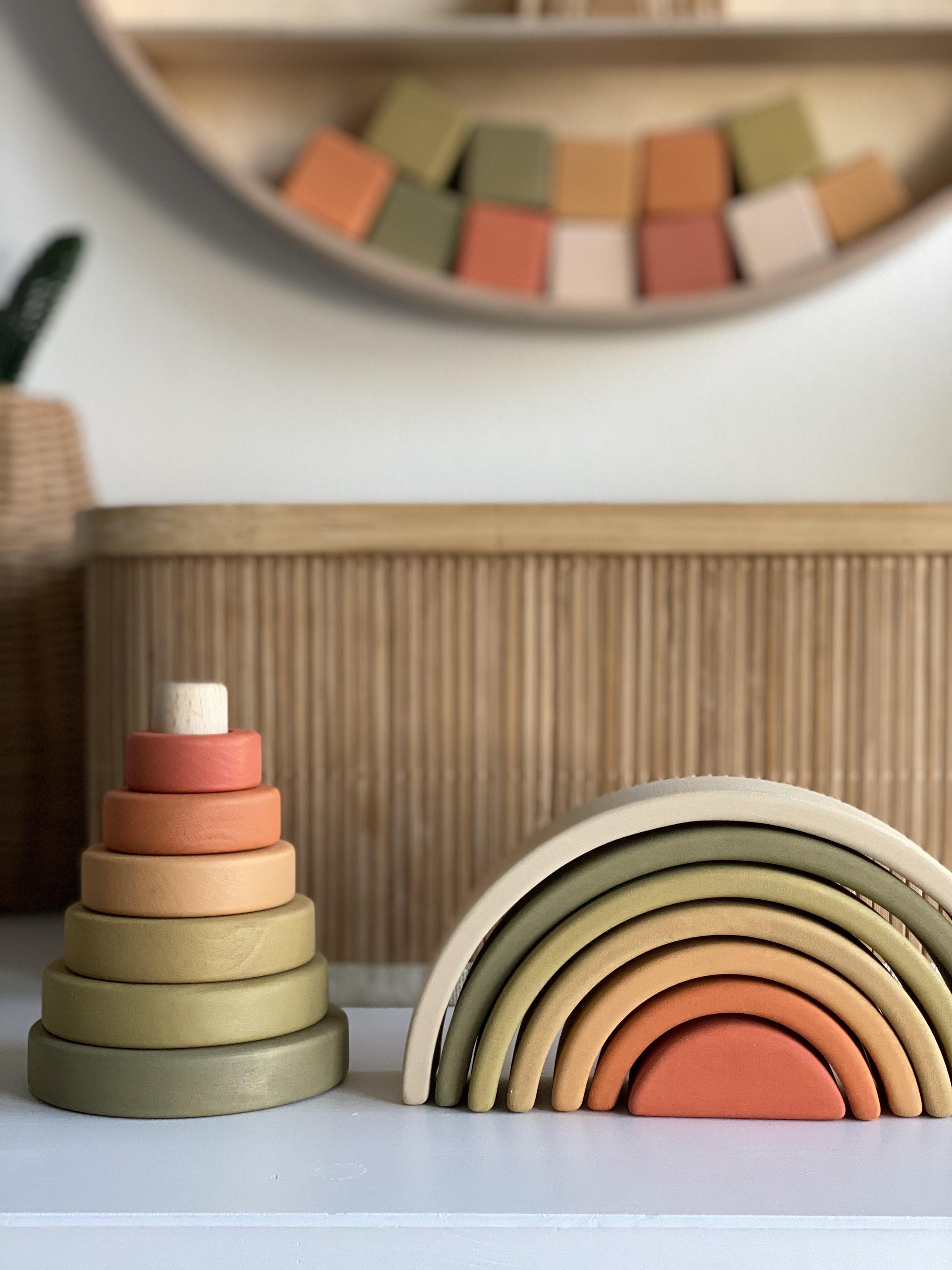 Wooden Rainbow Mini Arch Stacking Toy Flower Meadow - Etsy