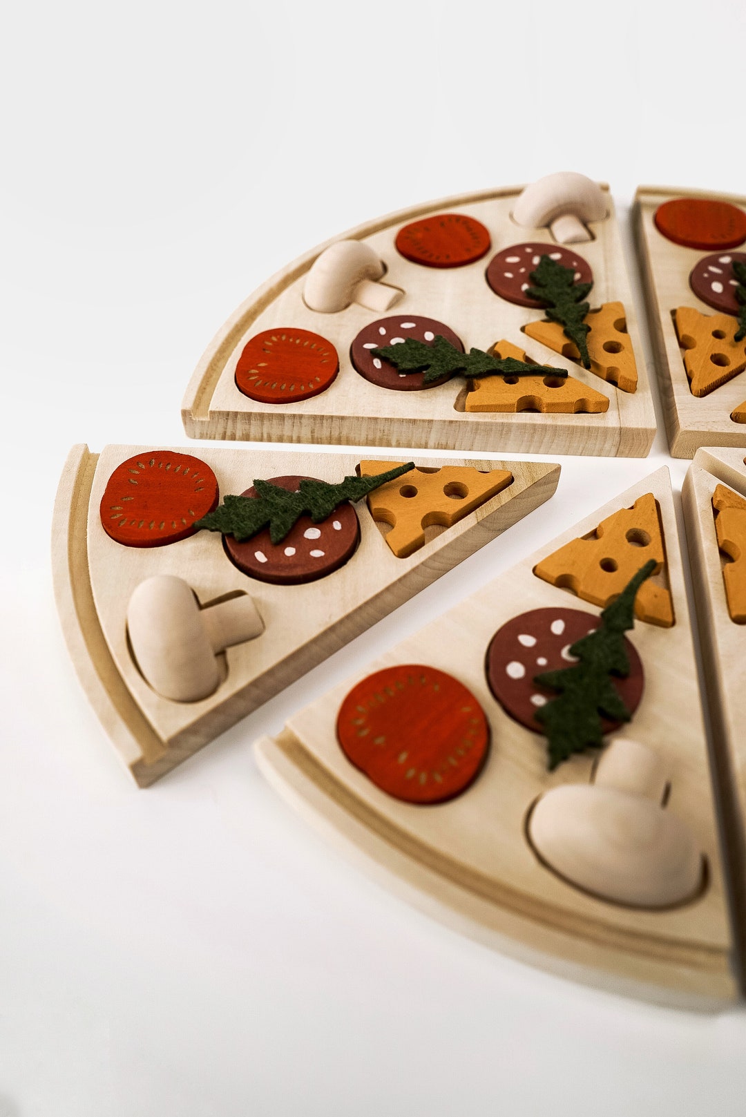 Wooden Pizza Play Food Toy, Montessori Educational Toy - Etsy