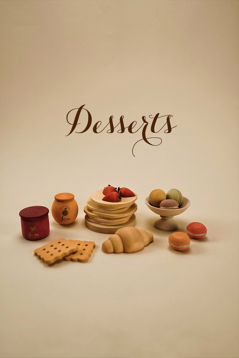Wooden Play Food Set: Pretend Dessert Toys - Etsy UK