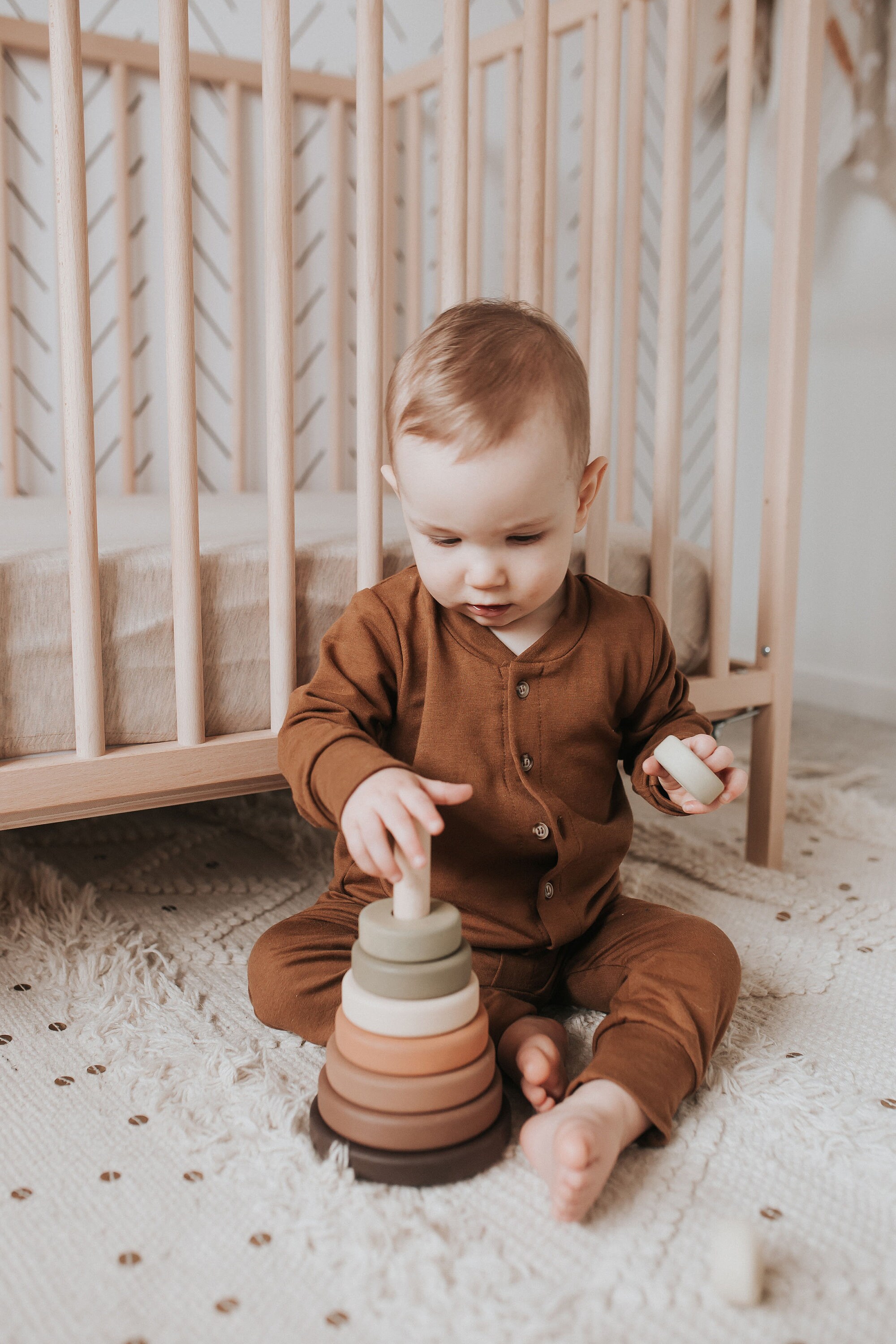 Wooden Ring Stacker Toy Stacking Toy Baby Gift Olive Stacking - Etsy