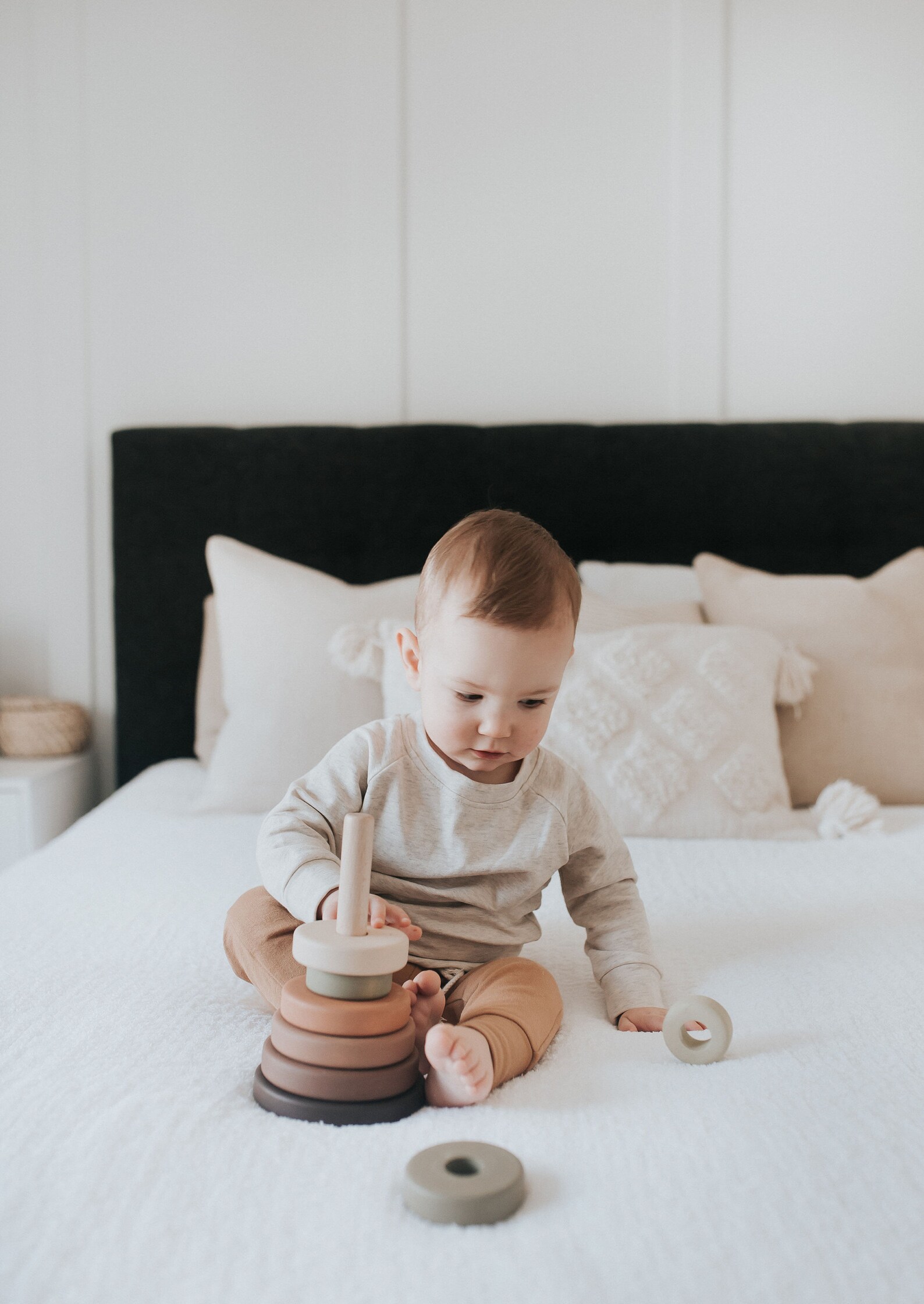 Wooden Ring Stacker Toy Stacking Toy Baby Gift Olive Stacking - Etsy