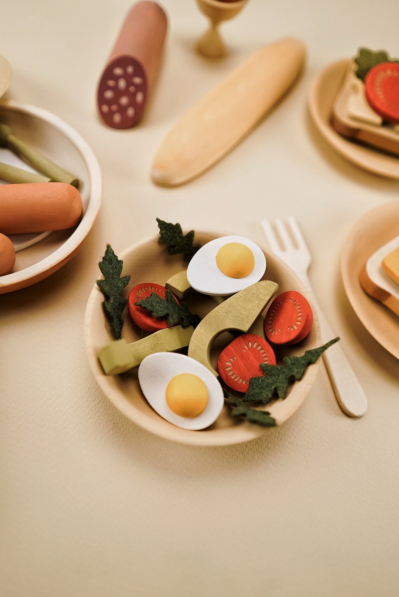 Wooden Play Food Set: Pretend Breakfast Toy - Etsy