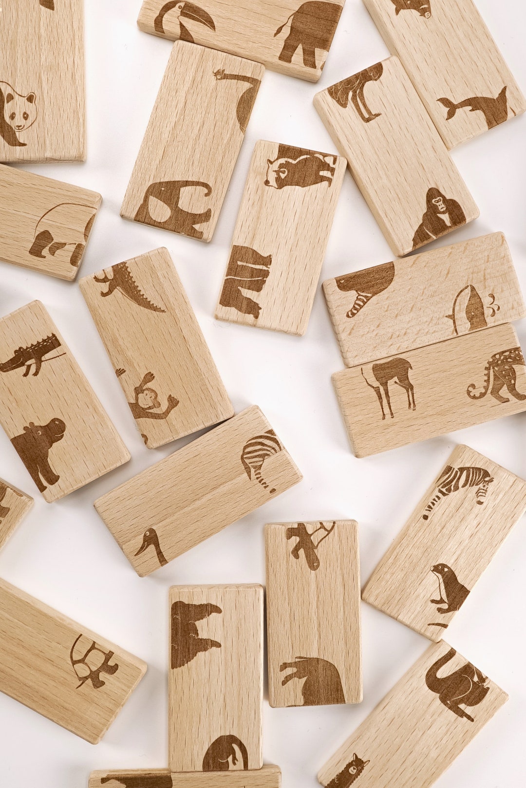 Wooden Domino Game | Animal Domino Play | - Etsy