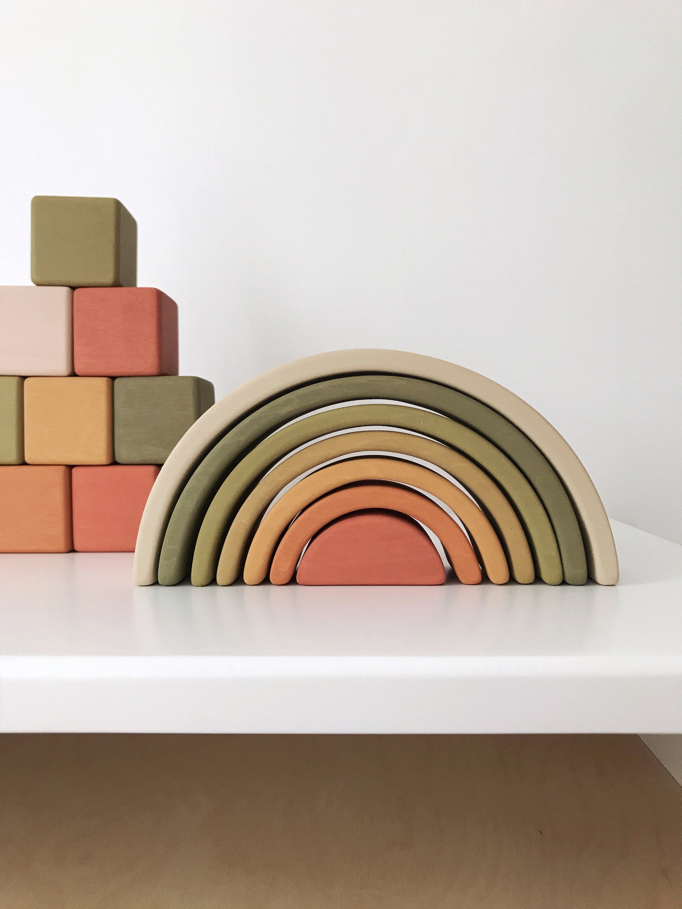 Wooden Rainbow Mini Arch Stacking Toy Flower Meadow | Etsy