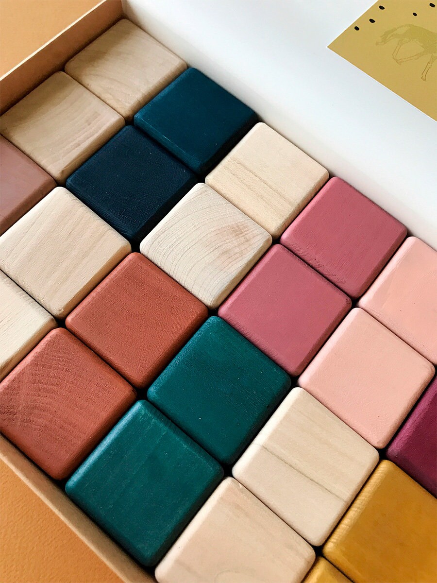 Wooden Cubes Set Multicoloured Toy for Children Cubes Handmade - Etsy