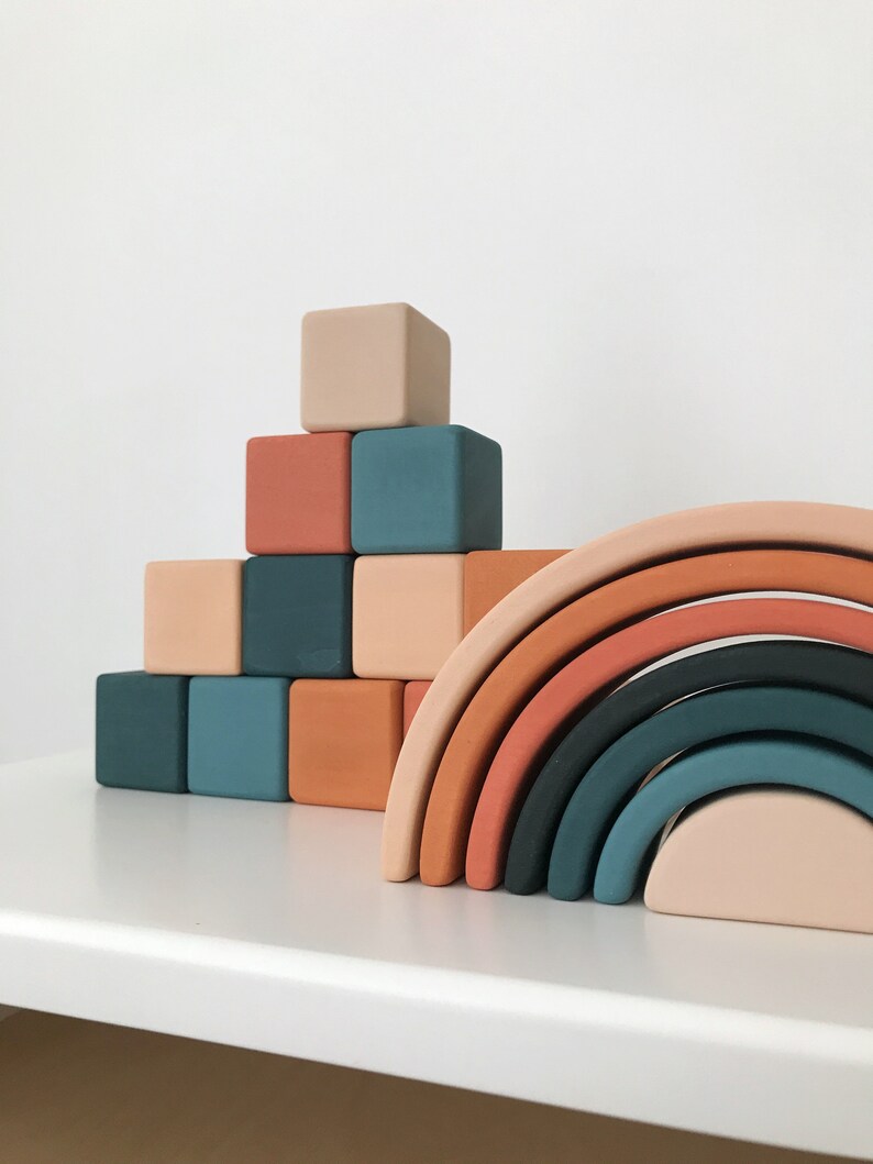 Wooden Rainbow Mini Arch Stacking Toy Tropics | Etsy