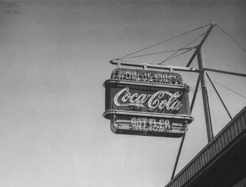 Coca Cola Sign Wall Art - Black and White Film Photography - Old Coke ...