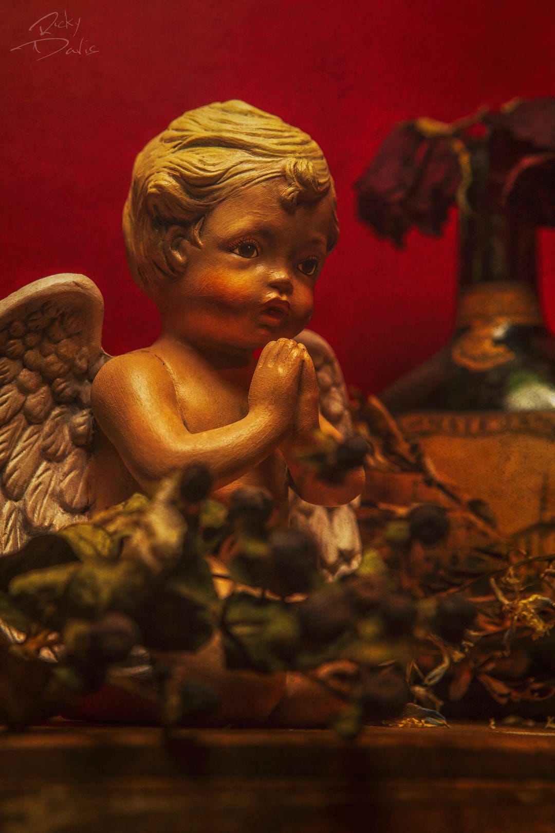 Praying Cherub Wall Art - Cherub Photography Print - Religious Wall Art ...