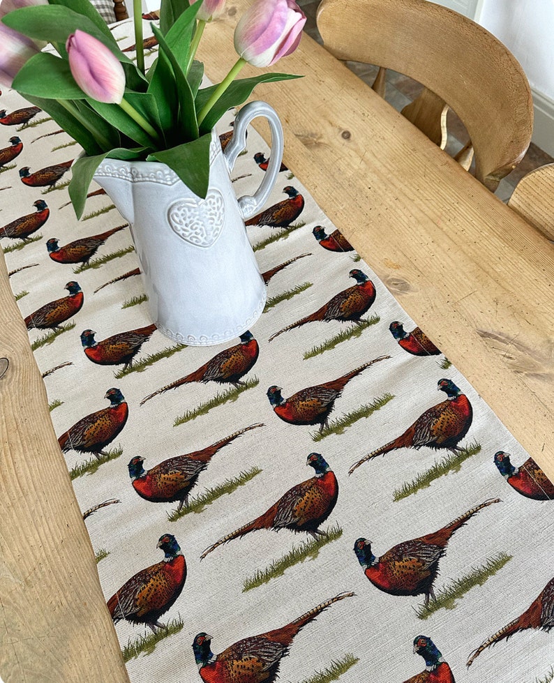 Foraging Pheasant Table Runner Country Kitchen Home Gamebird Hunting ...