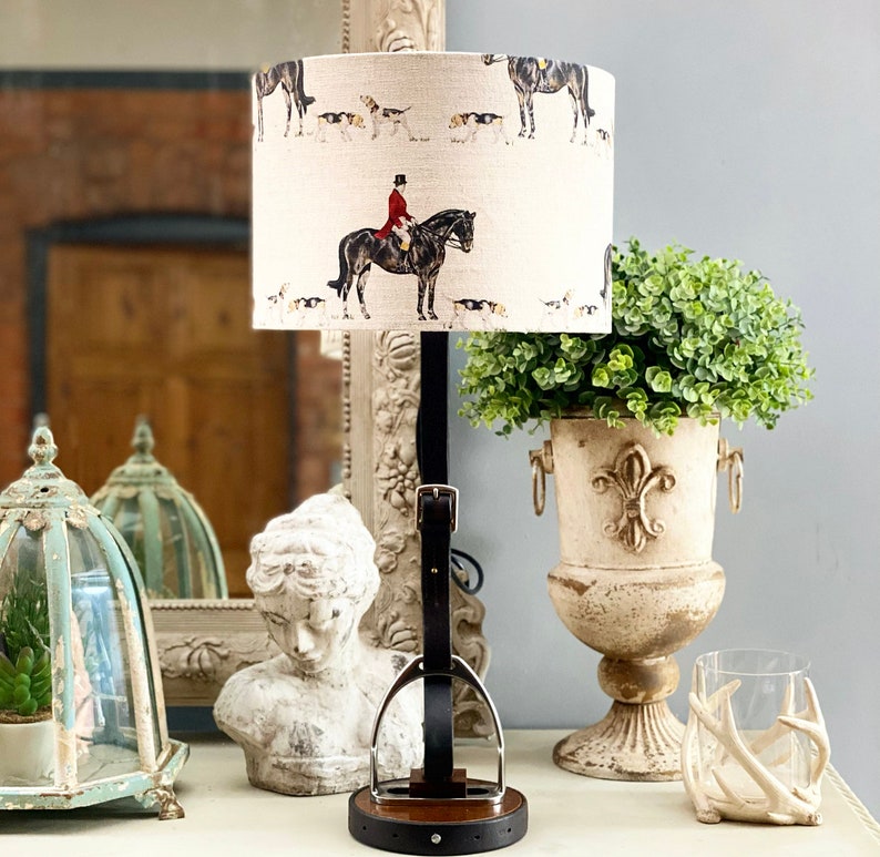 Handmade Leather Stirrup Lamp With Equestrian Lampshade - Etsy
