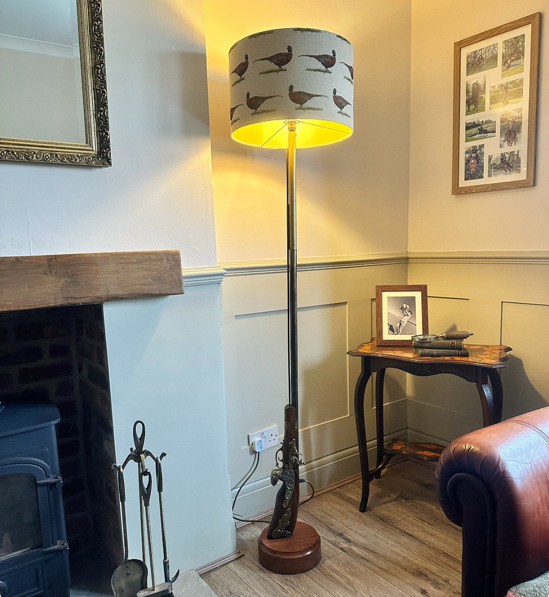 Handcrafted Musket Floor Lamp Pheasant Shade Shooting Hunting Country ...