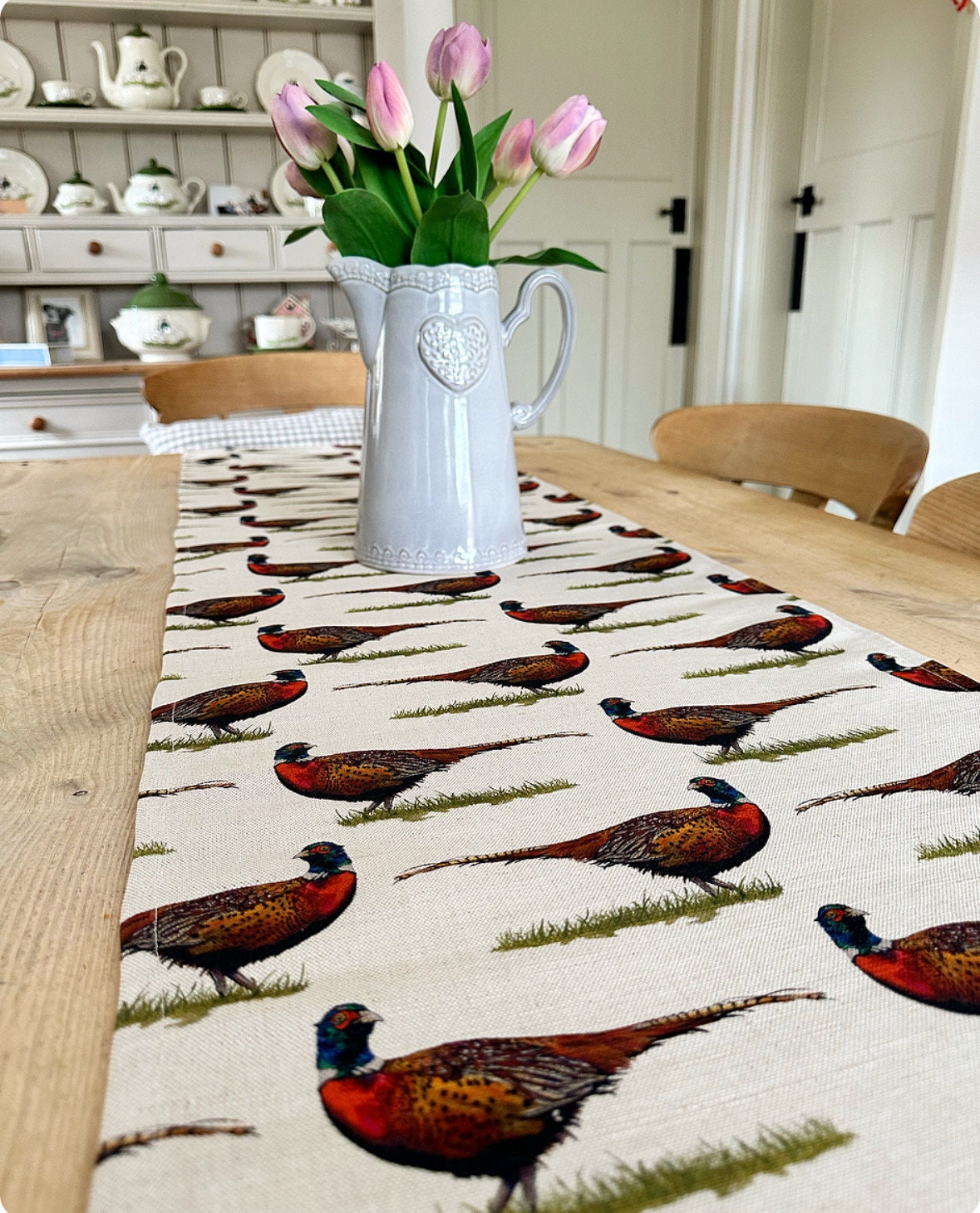 Foraging Pheasant Table Runner Country Kitchen Home Gamebird Hunting Beaters Wildlife Birds Gift ...