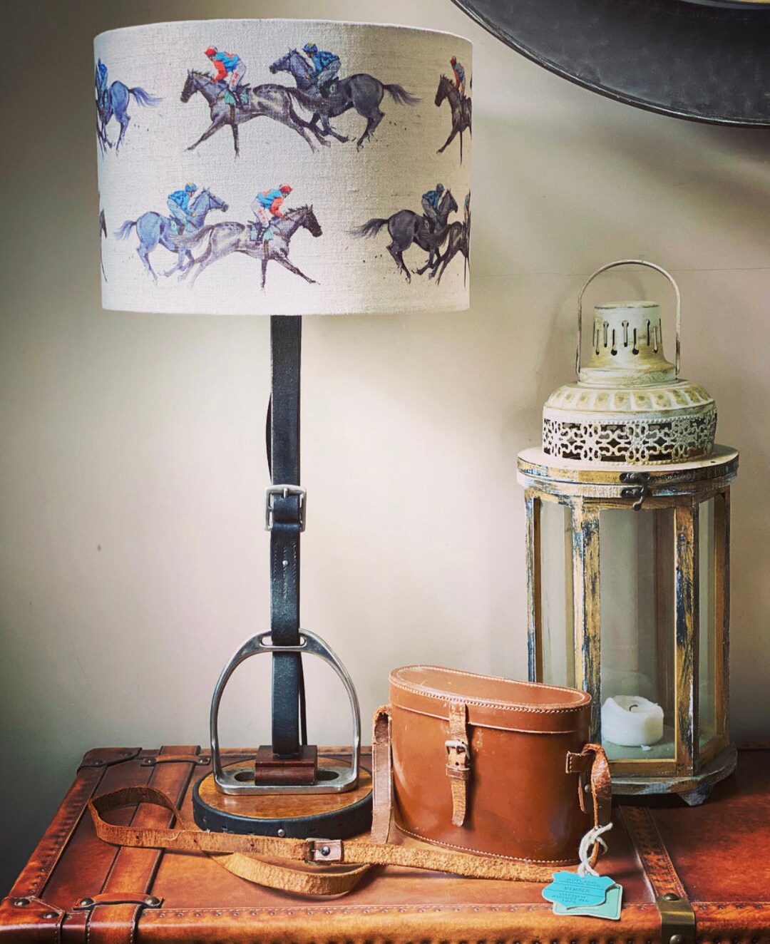Handcrafted Stirrup Lamp With Horse Racing Lampshade - Etsy