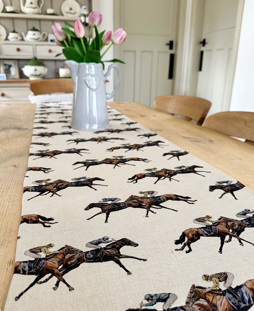 Horse Racing Table Runner Country Kitchen Home Riding Equestrian Equine ...