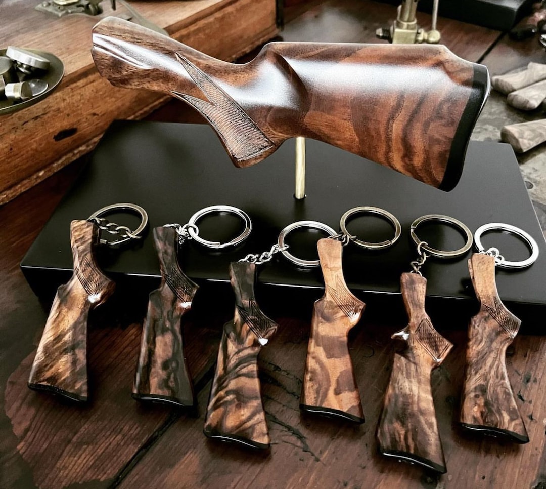 Hand Carved Walnut Gunstock Keyring: Unique Hunting Valentines Gift - Etsy