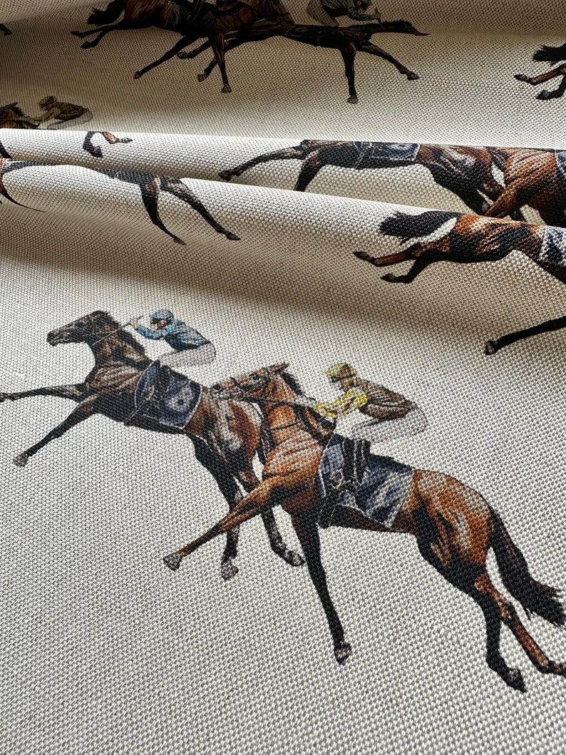 Horse Racing Fabric Riding Equestrian Equine Soft Furnishings Curtains ...