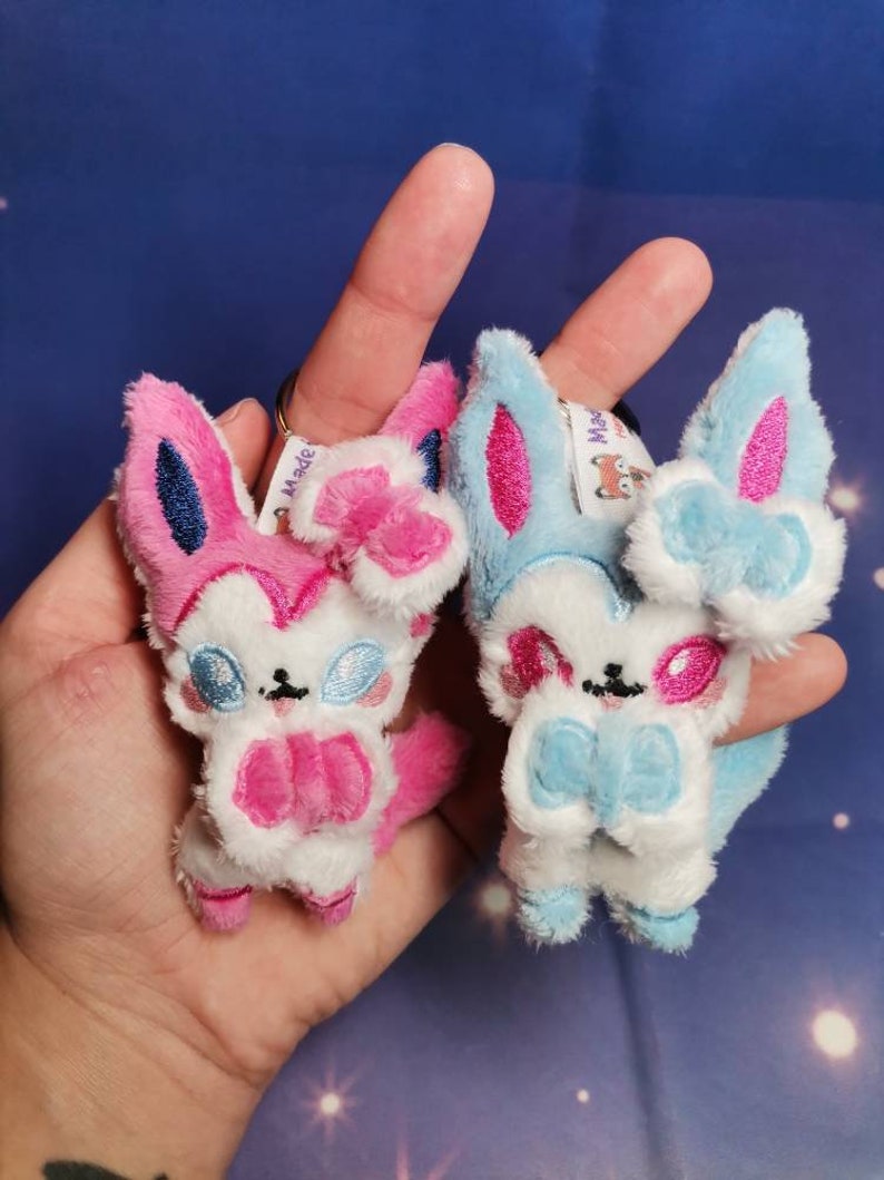 Cute Sylveon Custom Fanart Plush Keychain | Etsy