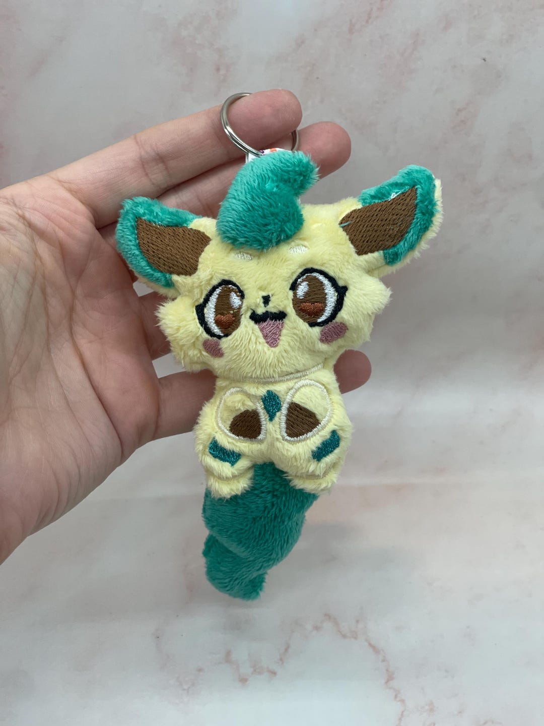 Cute Kawaii Leafeon Custom Fanart Plush Keychain - Etsy