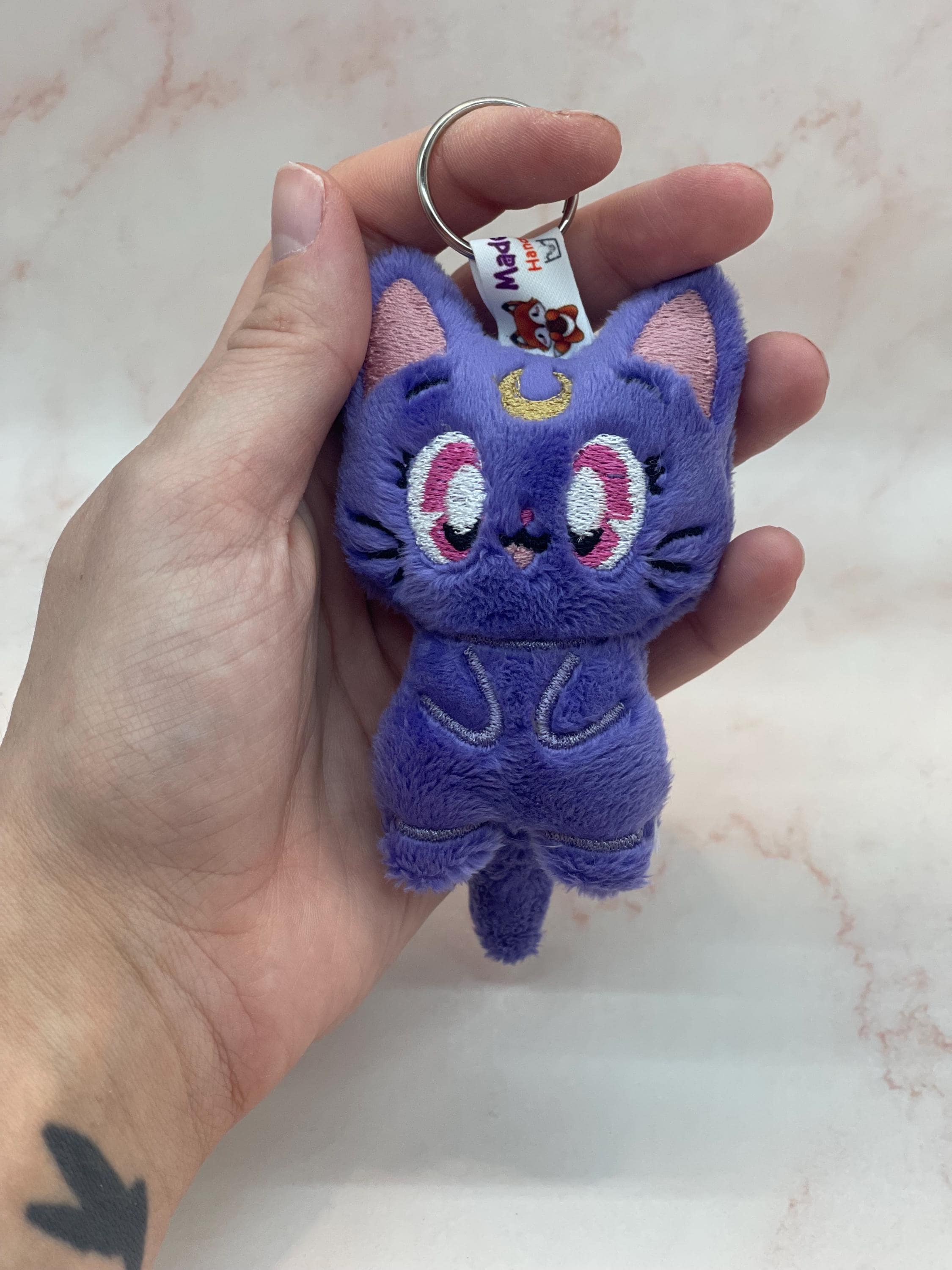 Moon Cat Black White Plush Keychain Fanart - Etsy