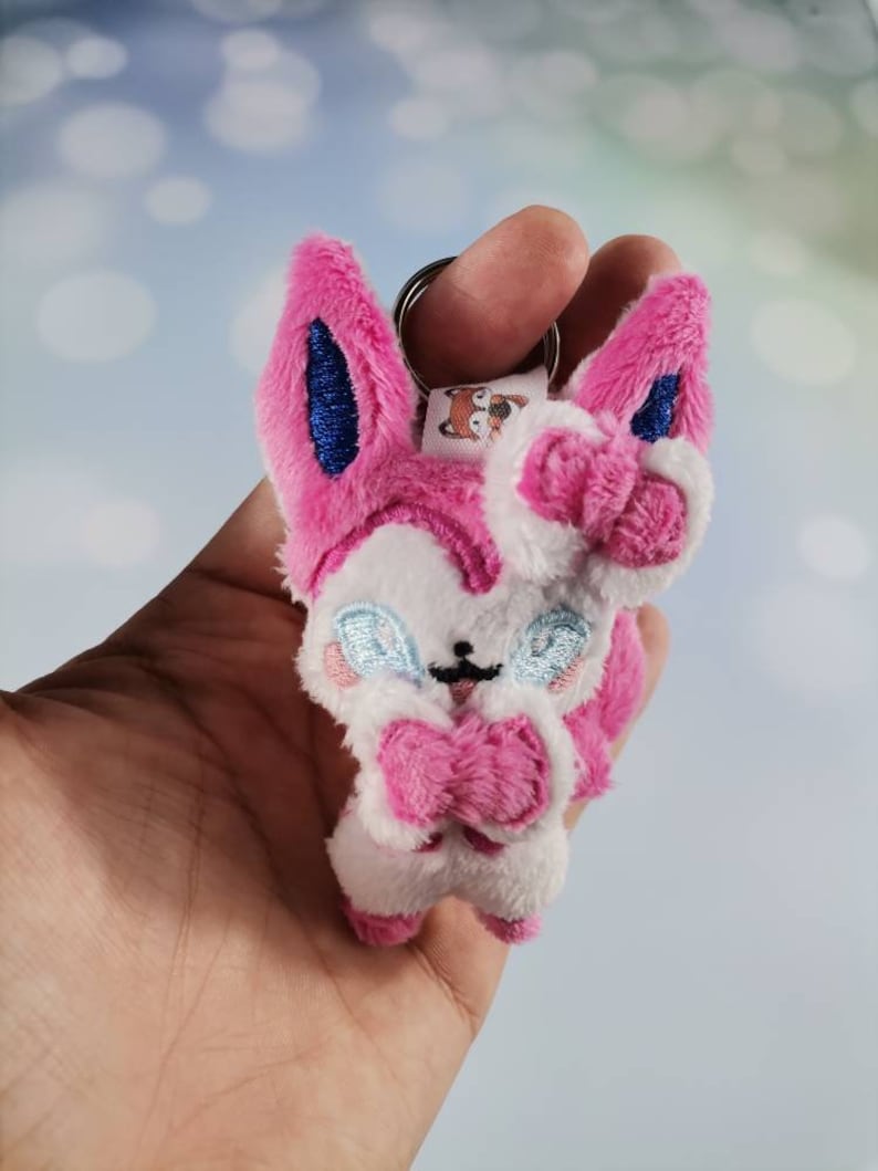 Cute Sylveon Custom Fanart Plush Keychain | Etsy