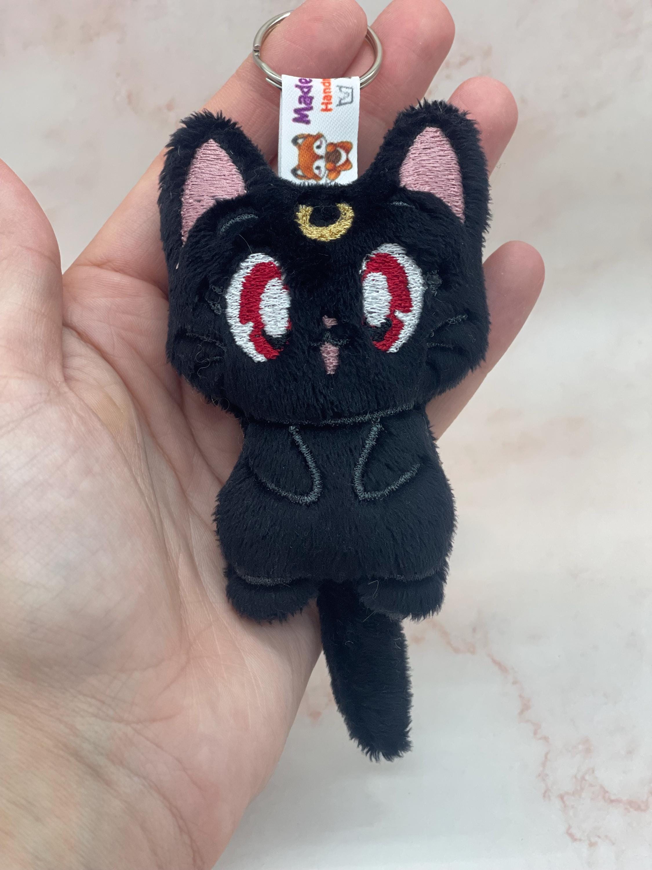 Moon Cat Black White Plush Keychain Fanart - Etsy