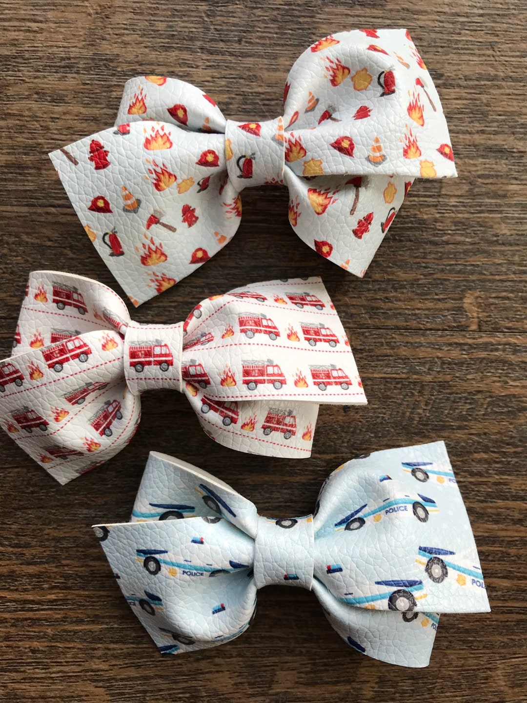 Firefighter Hair Bow, Police Officer Hair Bow, Headband, Fire Trucks ...